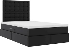 Postel s úložným prostorem s čelo Černá 120 x 190 cm Umělá kůže 3371657
