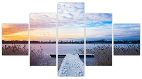 Obraz - Zamrzlé jezero, Ełk, Mazury, Polsko (125x70 cm)