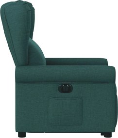Elektrické zvedací polohovací křeslo tmavě zelené textil 3303400