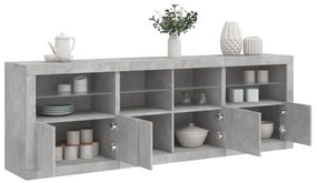 Příborník s LED osvětlením betonově šedý 202 x 37 x 67 cm 3209012