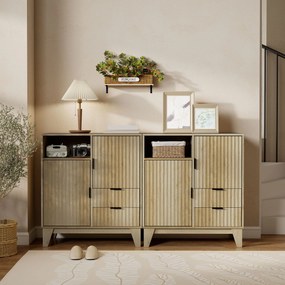 HOMCOM komoda se 2 dveřmi a 2 zásuvkami, Soft-Close, 80×40×90 cm, vzhled přírodního dřeva