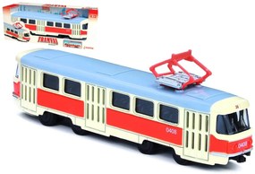 Tramvaj Tatra T3 česká kovová 16cm retro na zpětný chod v krabičce 20x8x6cm CZ design