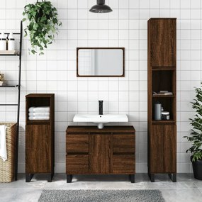 Koupelnová skříňka hnědý dub 30 x 30 x 100 cm kompozitní dřevo - Default Title