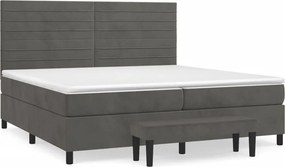 Box spring postel s matrací tmavě šedá 200x200 cm samet 3137924
