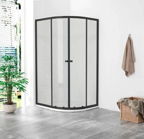 POINT AS BLACK ROCKY 100x80 Grape Levý Asymetrický sprchový kout s mramorovou vaničkou