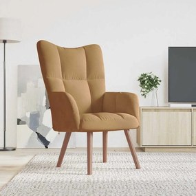Relaxační křeslo hnědé samet 328059