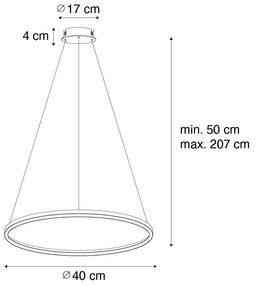 Závěsné svítidlo černé 40 cm vč. LED 3stupňové stmívání - Girello