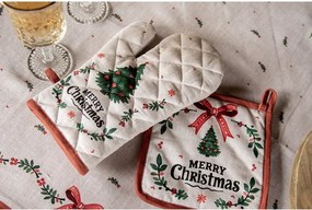 Béžová bavlněná chňapka rukavice se stromky Christmas Harmony - 18*30 cm