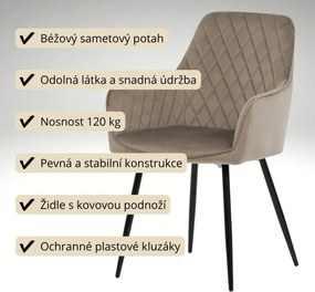 Vikio Jídelní set pro 4 osoby 160x90 cm dub noha U béžová židle s područkami VJS166-4CA