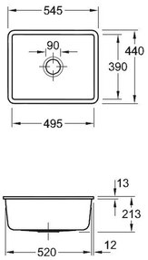 VILLEROY & BOCH Villeroy Boch SUBWAY – Keramický dřez, montáž pod desku, 545x440mm, alpská bílá Ceramic Plus 331001R1