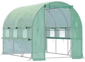 Fóliový skleník Outsunny 2,95x2x2m, tunelový, průchozí se 6 okny UV ochrana pro pěstování rostlin na zahradě | Aosom.de