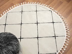 My Flair, Kusový koberec Moroccan Vision weiß kruh, 240x240 (průměr) kruh, černobílá, ložnice