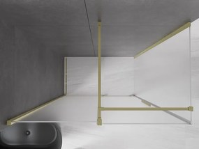 Mexen Velar, sprchový kout s posuvnými dveřmi 140 x 85 cm, 8mm sklo námraza, zlatá matná, 871-140-085-31-55