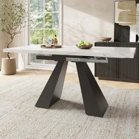 Aosom Rozkládací jídelní stůl, do obývacího pokoje a home office, 159 x 74 x 77 cm, bílá+černá