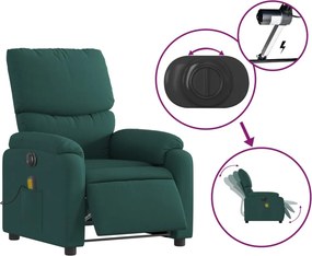 Elektrické masážní polohovací křeslo tmavě zelené textil 3204818