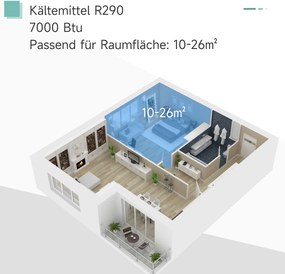 HOMCOM Mobilní klimatizace 21 kW Klimatizace 3 v 1 s 24hodinovým časovačem a 2 stupni rychlosti pro chlazení, odvlhčování a větrání | Aosom.de