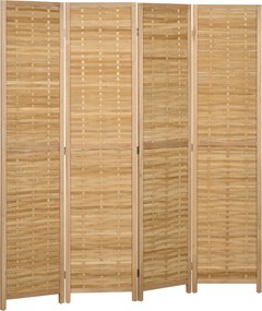 HOMCOM 4dílný paraván, rozdělovač místností, dělící stěna 160 x 170 cm, skládací paraván, rozdělovač místností z bambusu, paraván do obývacího pokoje…