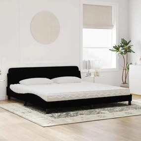 Postel s matrací Dover černá 200 x 200 cm samet 3208473