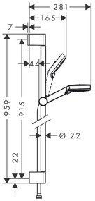 Hansgrohe Crometta, sprchová sada Vario se sprchovou tyčí 90 cm, bílá/chromová, HAN-26536400