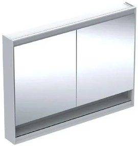 Geberit ONE - Zrcadlová skříňka s LED osvětlením, 1200x900x150 mm, 2 dvířka, s nikou, hliník 505.835.00.1