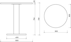 Kulatý jídelní stůl s deskou v dubovém dekoru ø 80 cm Sool – noo.ma