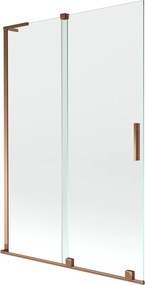 Mexen Velar L, 2-křídlová posuvná vanová zástěna 120 x 150 cm, 8mm čiré sklo, růžové zlato, 896-120-003-01-60
