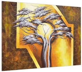 Orientální obraz stromu a slunce (70x50 cm)