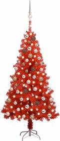 vidaXL Umělý vánoční stromek s LED a sadou koulí 120 cm PVC [3077497] Barva: Černý a zlatý