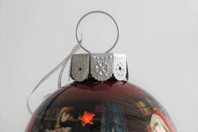 Červená vánoční koule s Mikulášem LED 40cm