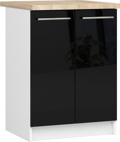 Kuchyňská skříňka Olivia S60 2D bílá/černý lesk