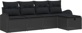 Set pohovek s polštářem s úložištěm Černá polyratan 3359062