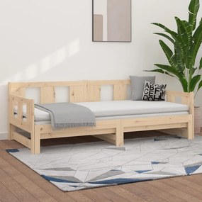 Výsuvná postel masivní borovice 2x (90 x 190) cm,  820292