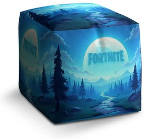 Sablio Taburet Cube FORTNITE Modré údolí s měsícem: 40x40x40 cm