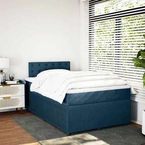 Box spring postel s matrací modrá 120 x 190 cm samet 3290002