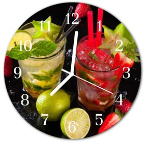 Nástenné skleněné hodiny koktejl fi 30 cm