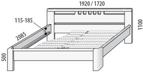 Postel Florencia, čelo rovné čtverečky 180,160 Domestav F120 Materiál: Buk cink, Povrchová úprava: Moření, Specifikace: 160x200