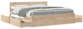 Postel se zásuvkami a matrací 200 x 200 cm masivní borovice 3281886