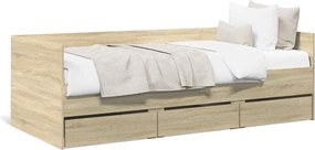 Válenda se zásuvkami bez matrace dub sonoma 100 x 200 cm 3280813