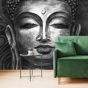 Samolepící tapeta tvář Buddhy v černobílém provedení - 375x250 cm