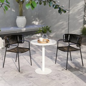 HOMCOM Jídelní Stůl, Kulatý Kuchyňský Stůl pro 2 Osoby, Moderní Jídelní Stůl do Obývacího Pokoje, Zahrady, Ocel, Ø60 x 72 cm, Bílý