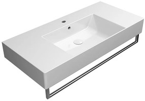 GSI KUBE X keramické umyvadlo 100 x 47 cm s odkládacími plochami s přepadem Extra Glaze bílá 9451111