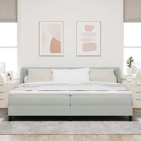 Postel s boxspringem s čelo Světle šedá 200 x 200 cm samet 3340406