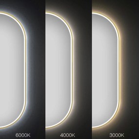 Tutumi Oválné zrcadlo 50x100 cm s vyhříváním a regulovatelným LED osvětlením HOM-02506