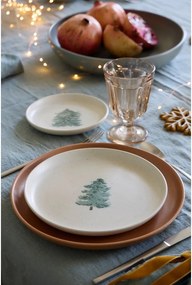Krémové dezertní talíře v sadě 4 ks s vánočním motivem z kameniny ø 22 cm Pacifica Christmas Tree – Casafina