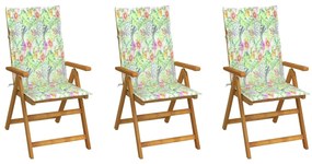 Skládací zahradní židle s poduškami 3 ks masivní akáciové dřevo,  3064101