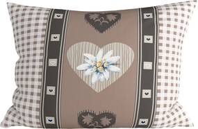 Polybavlněný povlak na polštář HEART RETRO POLY 70x90 cm, hnědý