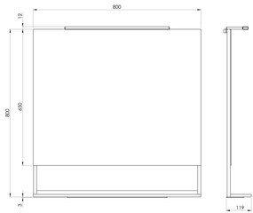 Sapho Sapho, ERUPTA zrcadlo s poličkou a LED osvětlením 80x80x12cm, černá mat
