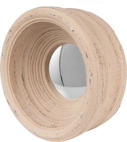Béžové antik kulaté nástěnné vypouklé zrcadlo Beneoit – Ø 19*7 cm