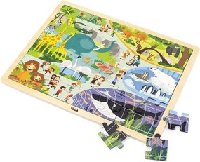 Dětské dřevěné puzzle Viga Zoo 48 dílků