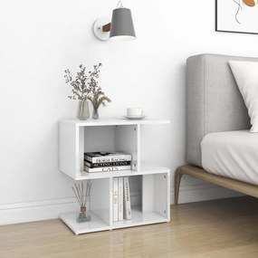 Noční stolek bílý vysoký lesk 50x30x51,5 cm kompozitní dřevo